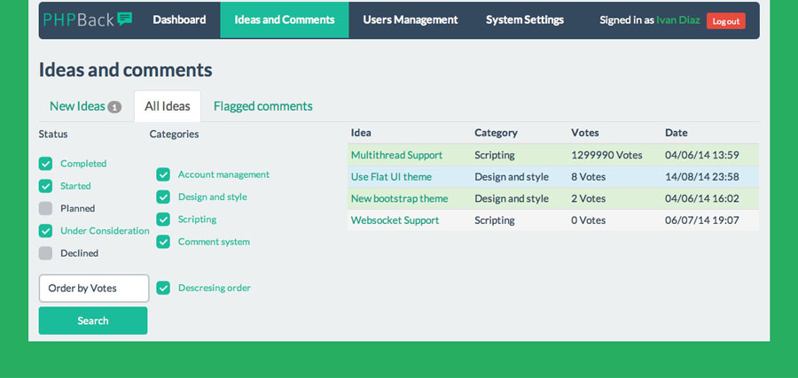 PHPBack | Open Source Feedback System